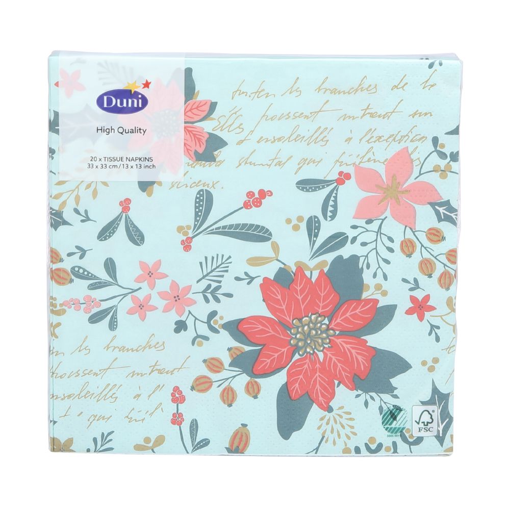 กระดาษเช็ดปาก รุ่นคริสต์มาส ขนาด 33 x 33 ซม. - สีฟ้าอ่อน